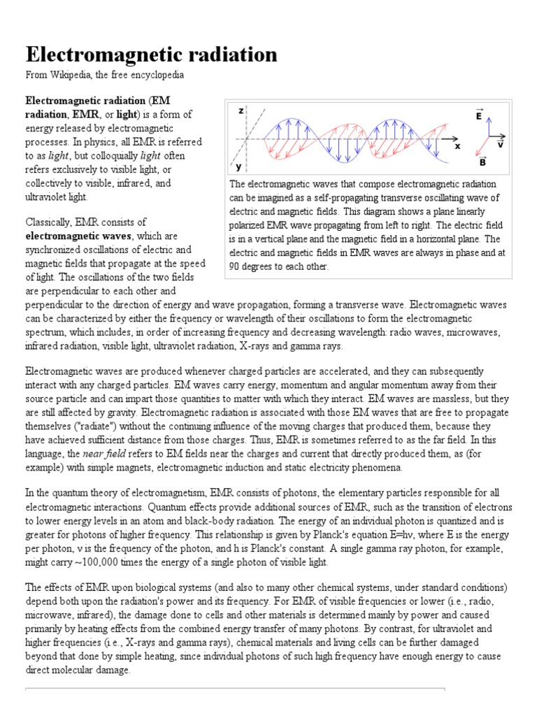 Electromagnetic Radiation - Wikipedia, The Free Encyclopedia | PDF ...