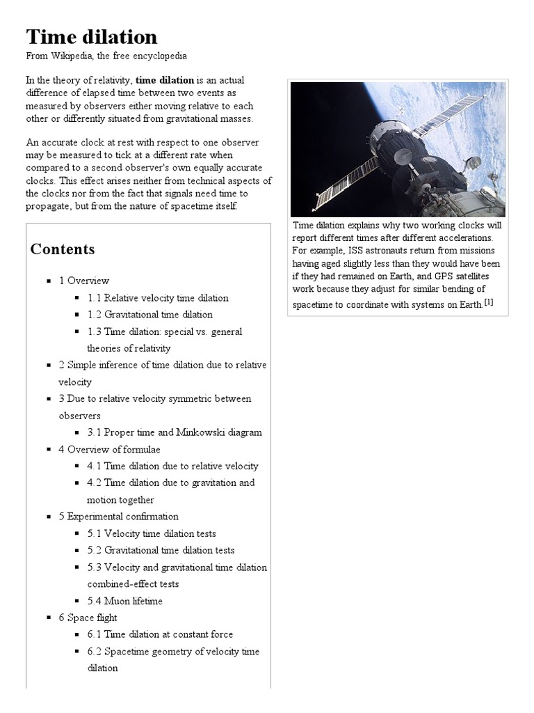 Time Dilation - Wikipedia, The Free Encyclopedia | PDF | Special Relativity | Time