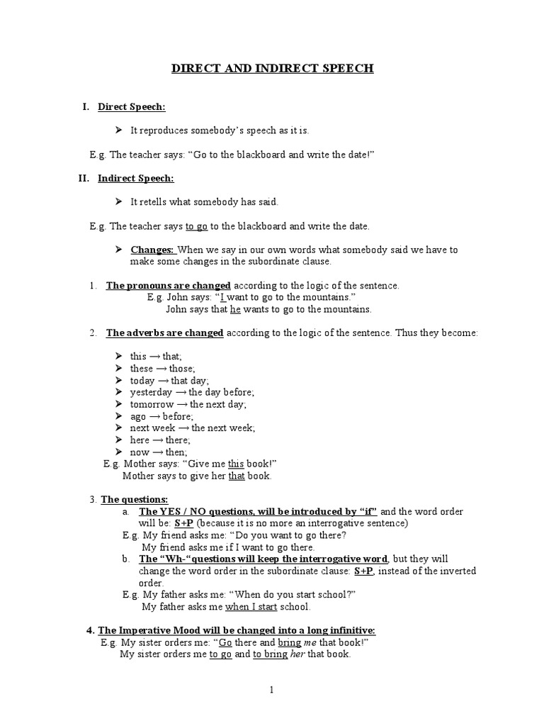Direct and Indirect Speech | PDF | Question | Language Mechanics