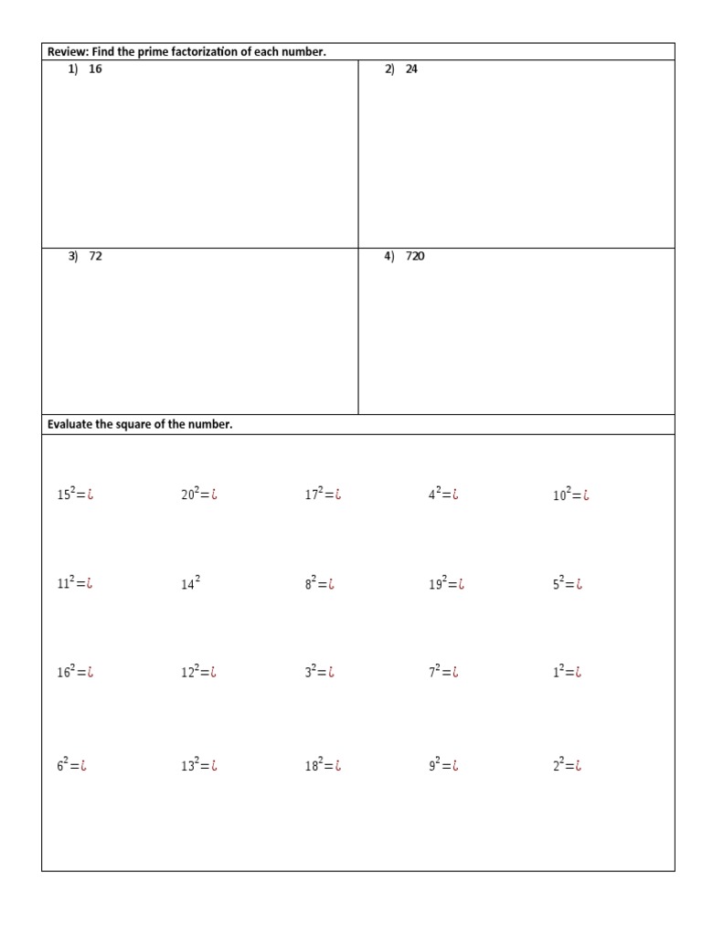 Radicals Reveiw Packet | PDF