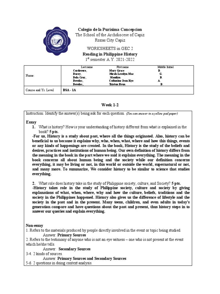Worksheet Prelim 1 | PDF | Indigenous Peoples