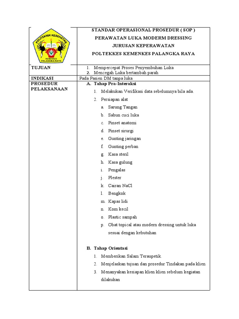 SOP Perawatan Luka Modern Dressing (Kel 2) | PDF