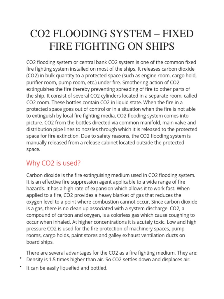 Co2 Flooding System - Fixed Fire Fighting On Ships: Why CO2 Is Used ...