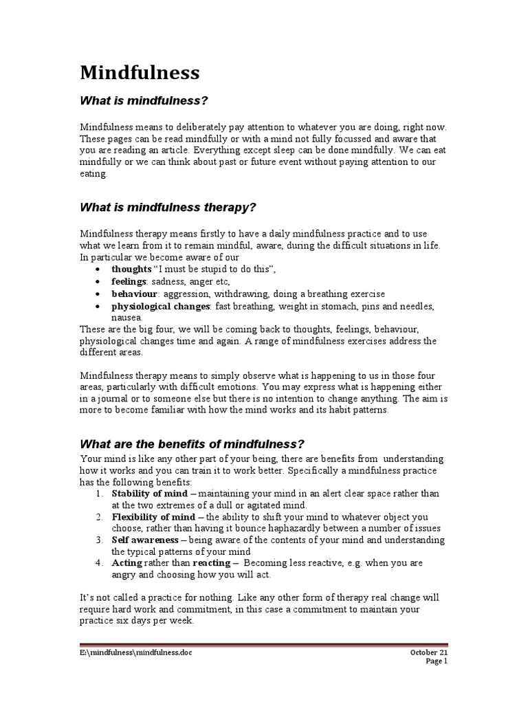 What Is Mindfulness? | PDF | Mindfulness | Mind