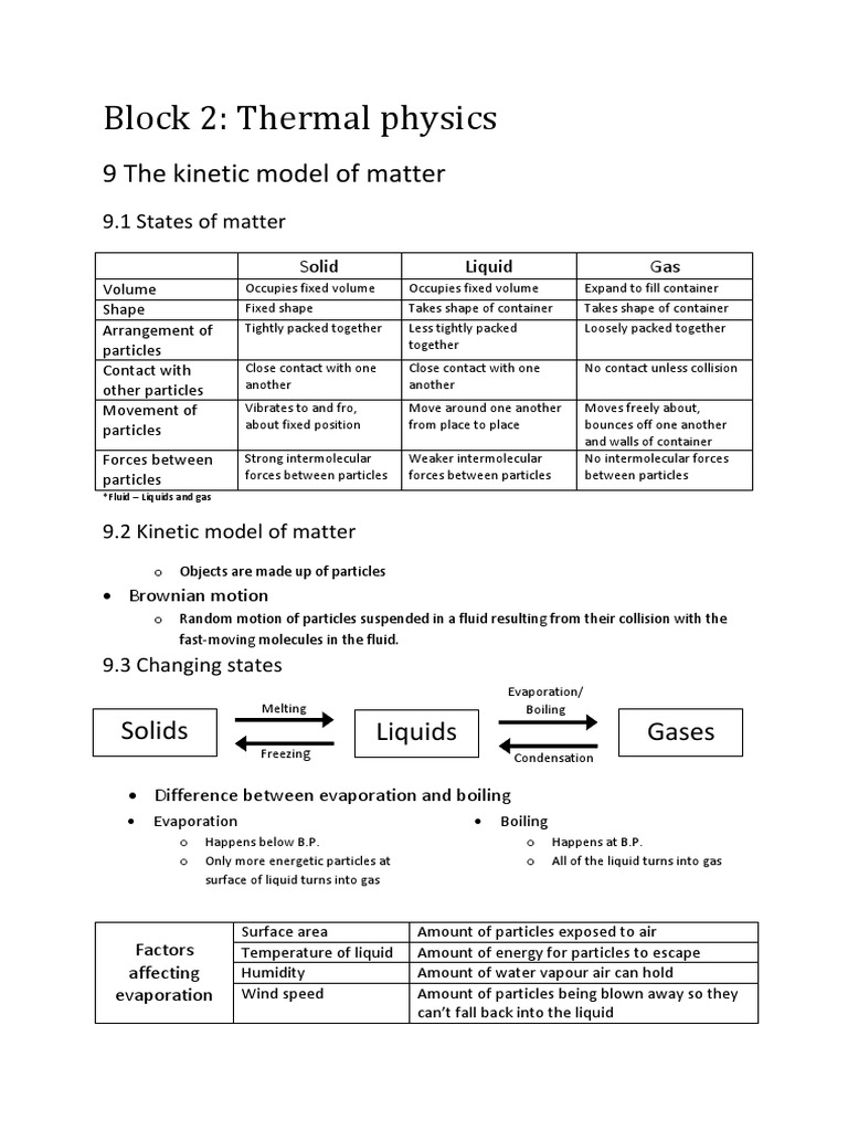 IGCSE Thermal Physics | PDF | Thermometer | Temperature