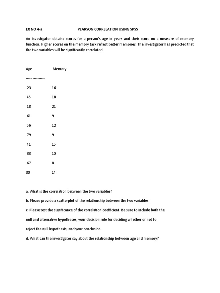 EX NO 4-A Pearson Correlation Using Spss | PDF | Correlation And Dependence | Linear Regression