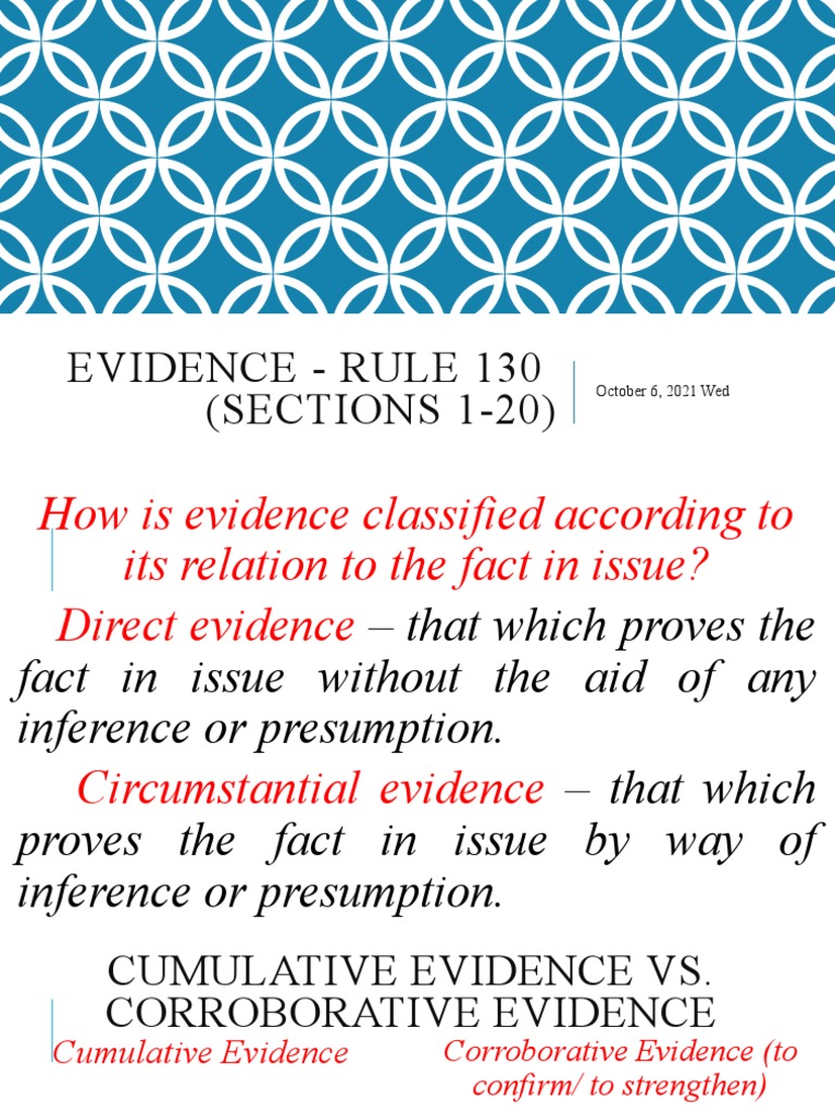 Rule 130 Part 1 Evidence | PDF | Evidence (Law) | Evidence