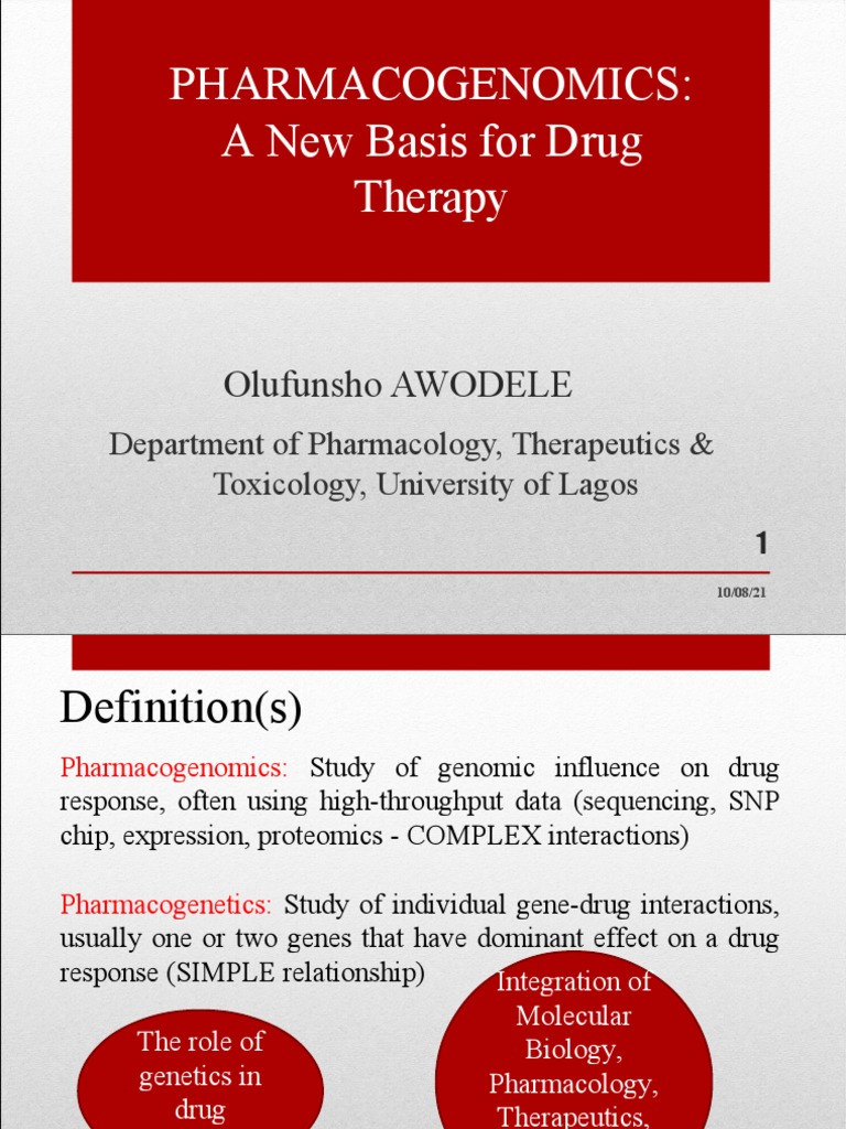 Pharmacogenomics: A New Basis For Drug Therapy: Olufunsho AWODELE | PDF ...