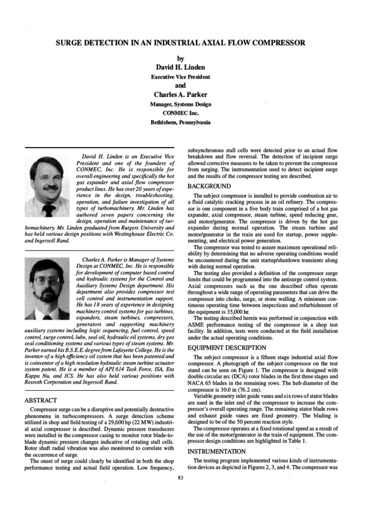 Surge Detection in An Industrial Axial Flow Compressor by David H ...