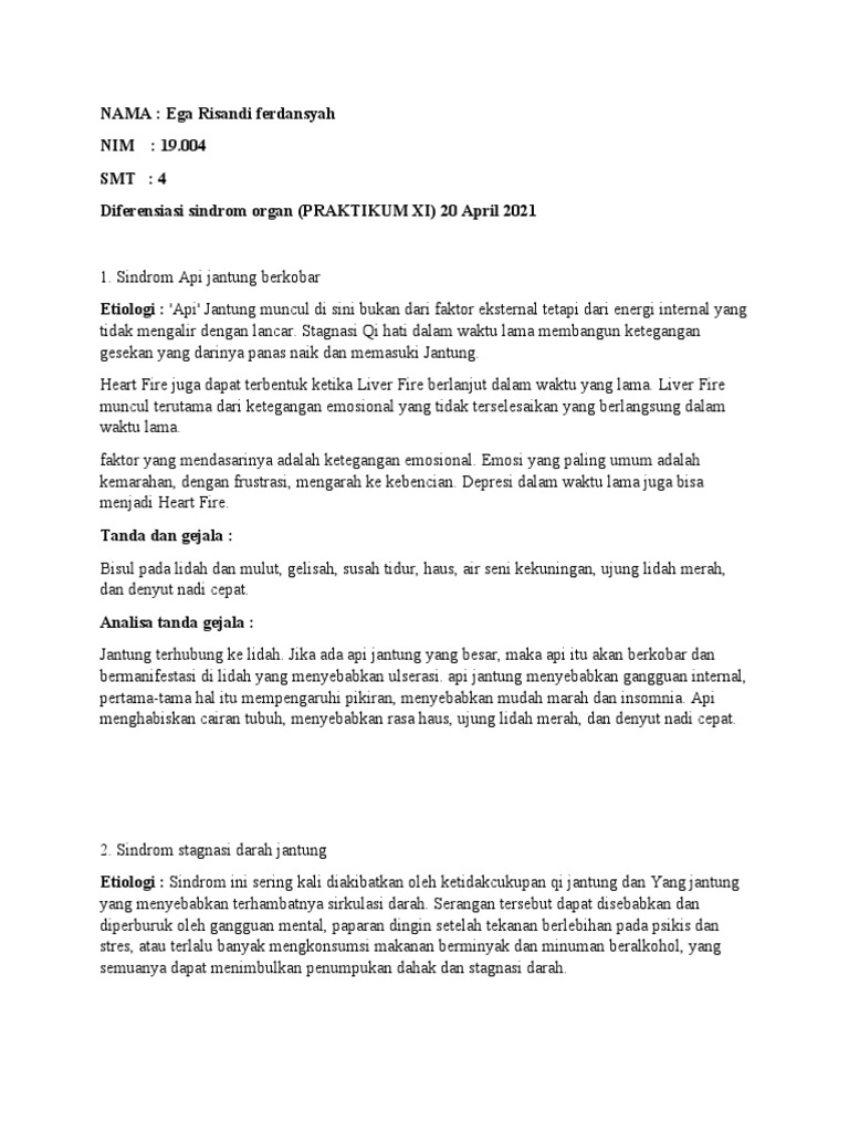 Ega - 19.004 - Diferensiasi Sindrom Praktikum Xi - 20 April 2021 | PDF