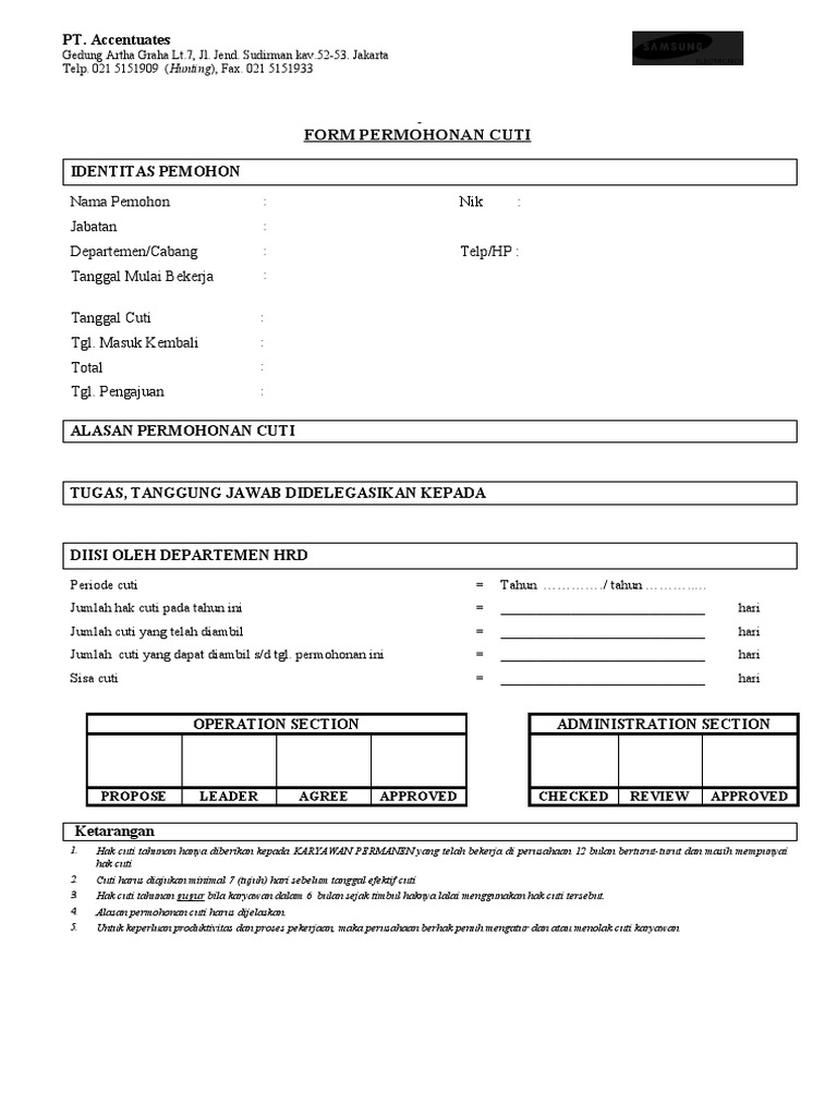 Form Cuti ACCT | PDF