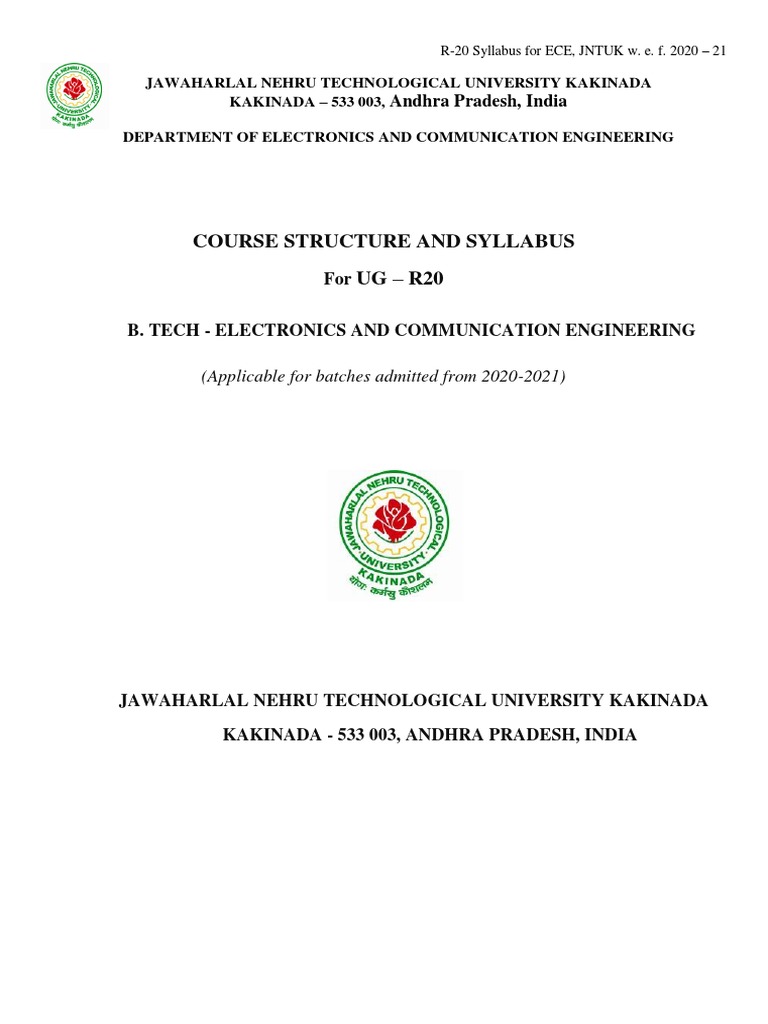 Jntuk Btech 2 1 Electronics Communications R20 Syllabus Pdf Pdf Fourier Transform Spectral 