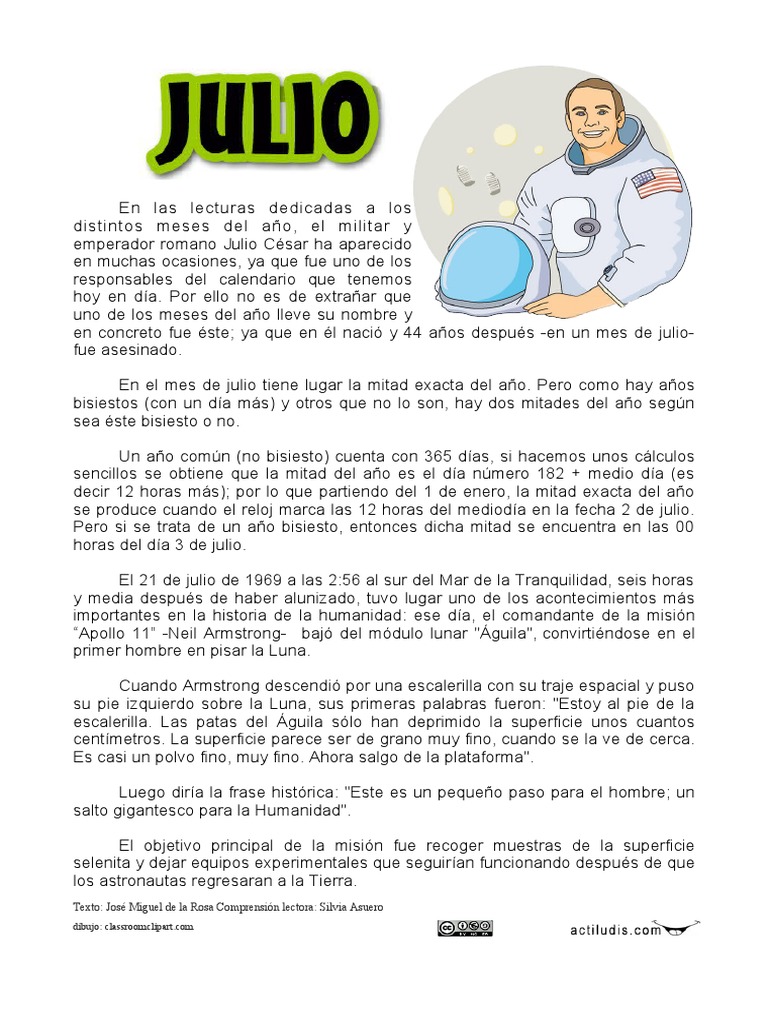 Julio Con Comprensión | PDF | Neil Armstrong | Apolo 11