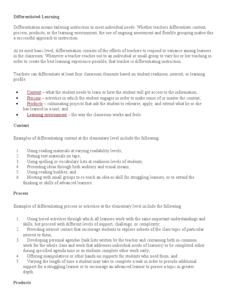 Content Process Products Learning Environment | Download Free PDF ...
