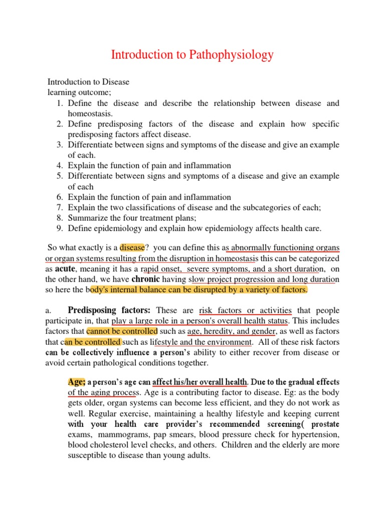 Introduction To Pathophysiology | Download Free PDF | Medical Diagnosis ...