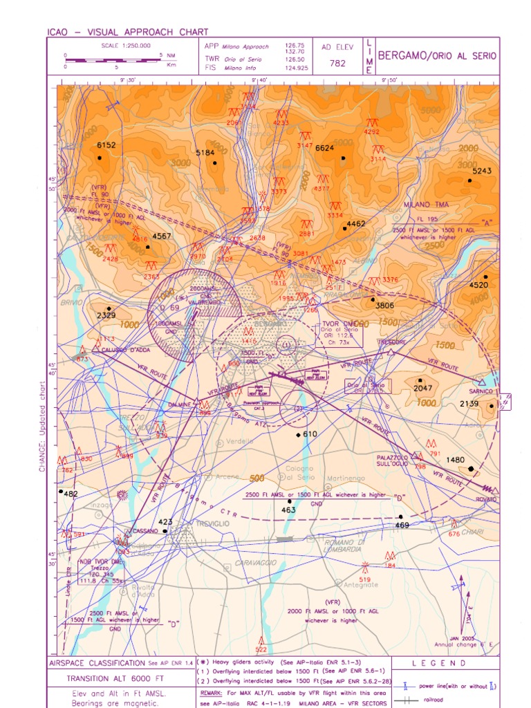 ICAO - Visual Approach Chart - Bergamo (LIME) VFR | PDF