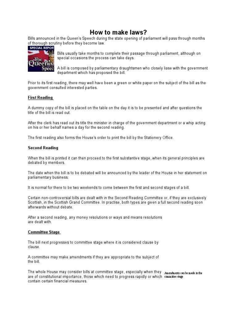 How To Make Laws | PDF | Bill (Law) | Act Of Parliament