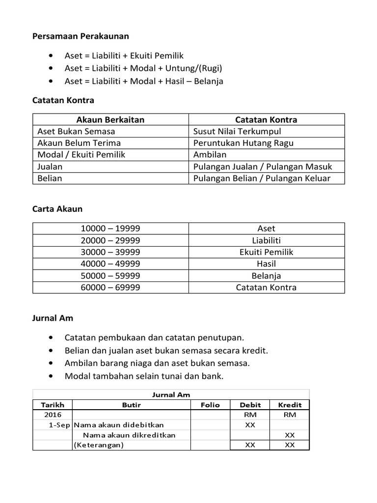 Nota Formula Prinsip Perakaunan | PDF