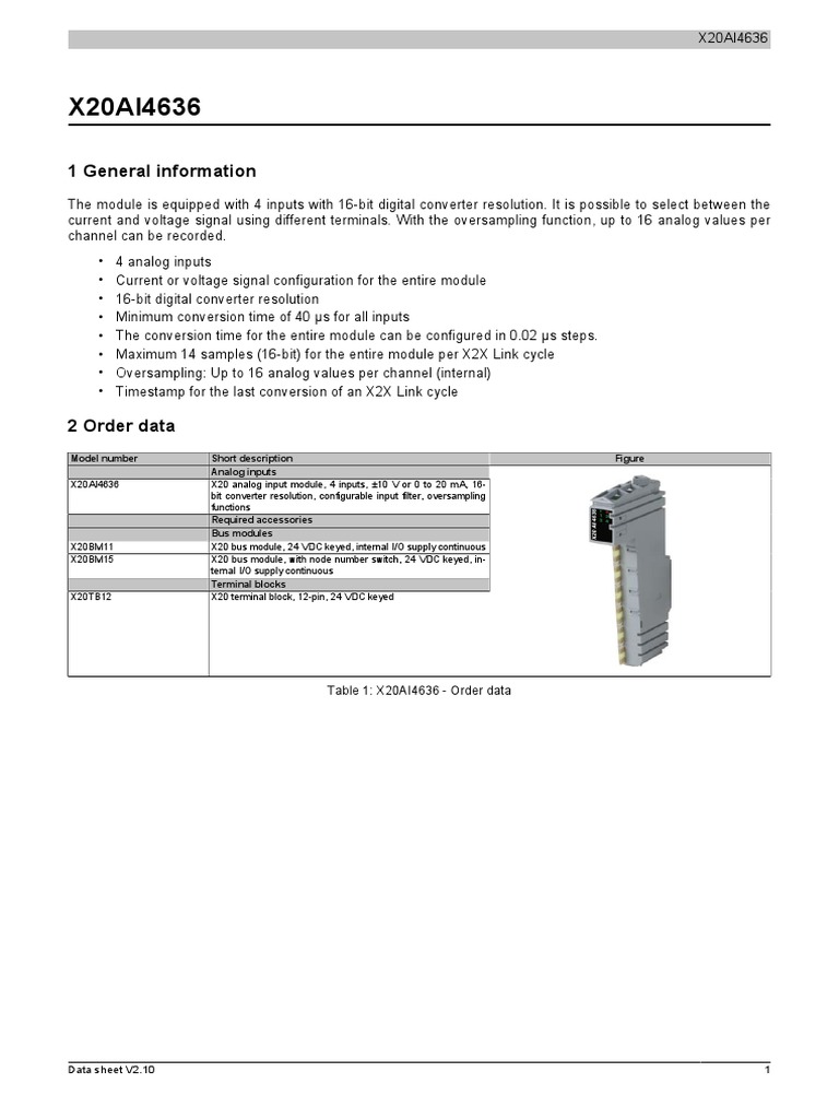1 General Information: Model Number Short Description Analog Inputs | PDF | Sampling (Signal ...