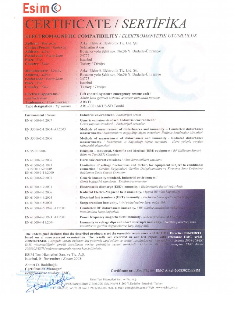 ARL-300 EMC Certificate | PDF