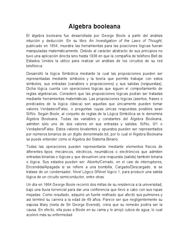 Algebra Booleana | PDF | Puerta lógica | Enseñanza de matemática