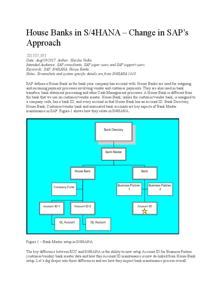House Banks in S/4HANA - Change in SAP's Approach | PDF | Banks ...
