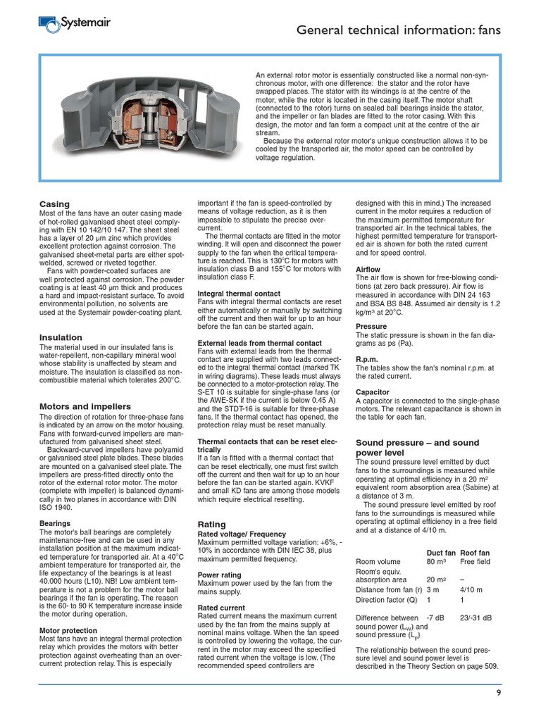 General Technical Information: Fans: Casing | PDF | Electric Motor ...