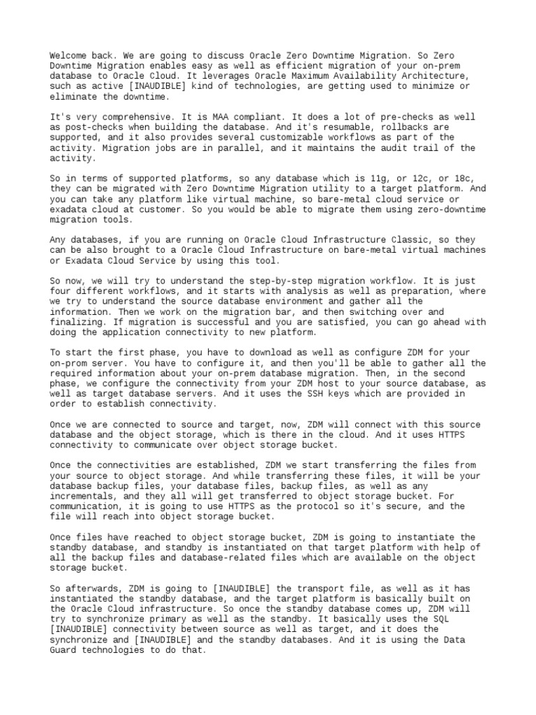 I-06-Database Migration - Zero Downtime Migration-Transcript | PDF ...