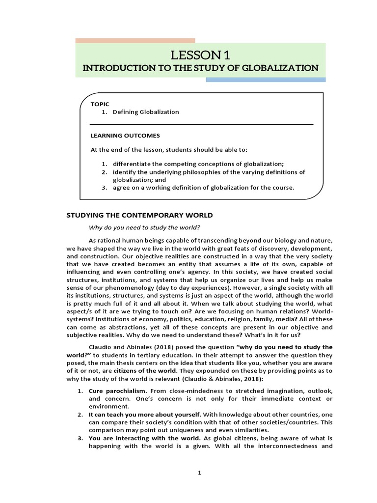 Understanding Globalization: Defining the Multidimensional Process ...