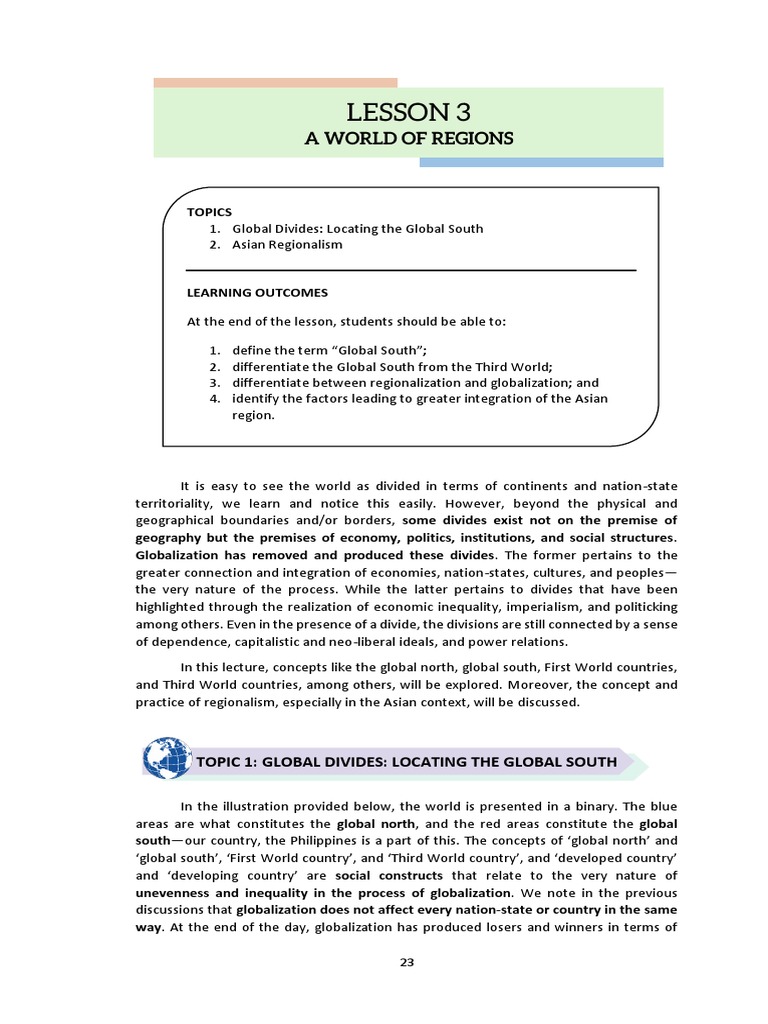 Lesson 3, Topic 1 - Global Divides Locating The Global South | PDF ...