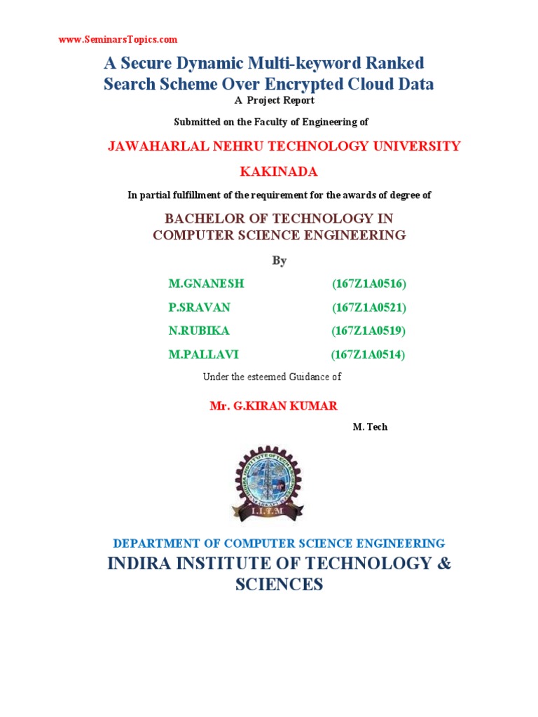 A Secure Dynamic Multi-Keyword Ranked Search Scheme Over Encrypted Cloud Data | PDF | Unified ...