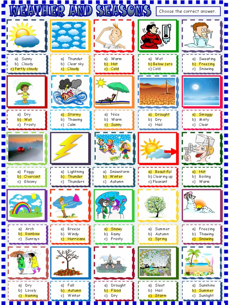 Weather and Seasons Quiz for Kids | PDF