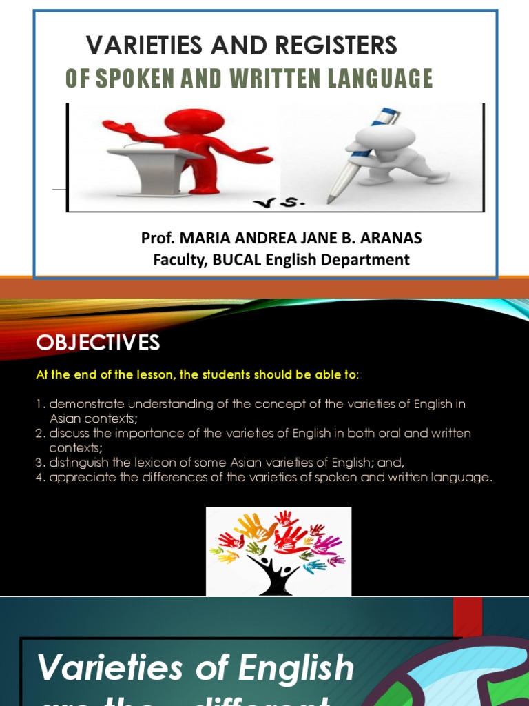 Varieties of English Language Registers PPT - Aranas | PDF | English ...