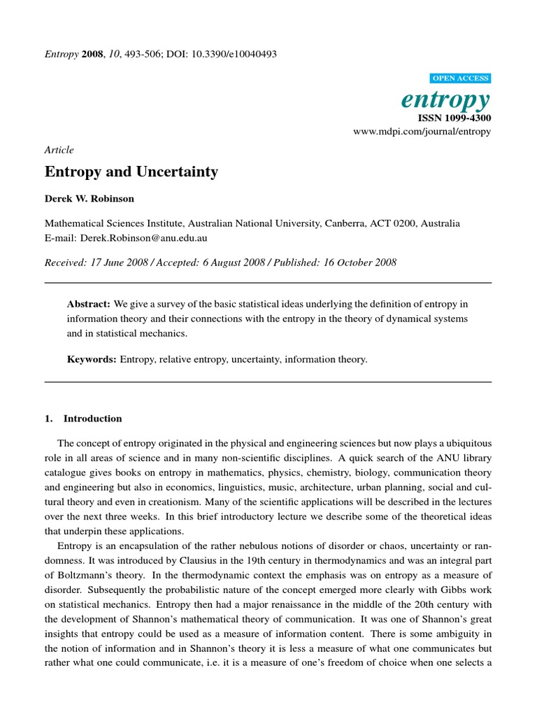 Entropy and Uncertainty | PDF | Entropy | Measure (Mathematics)