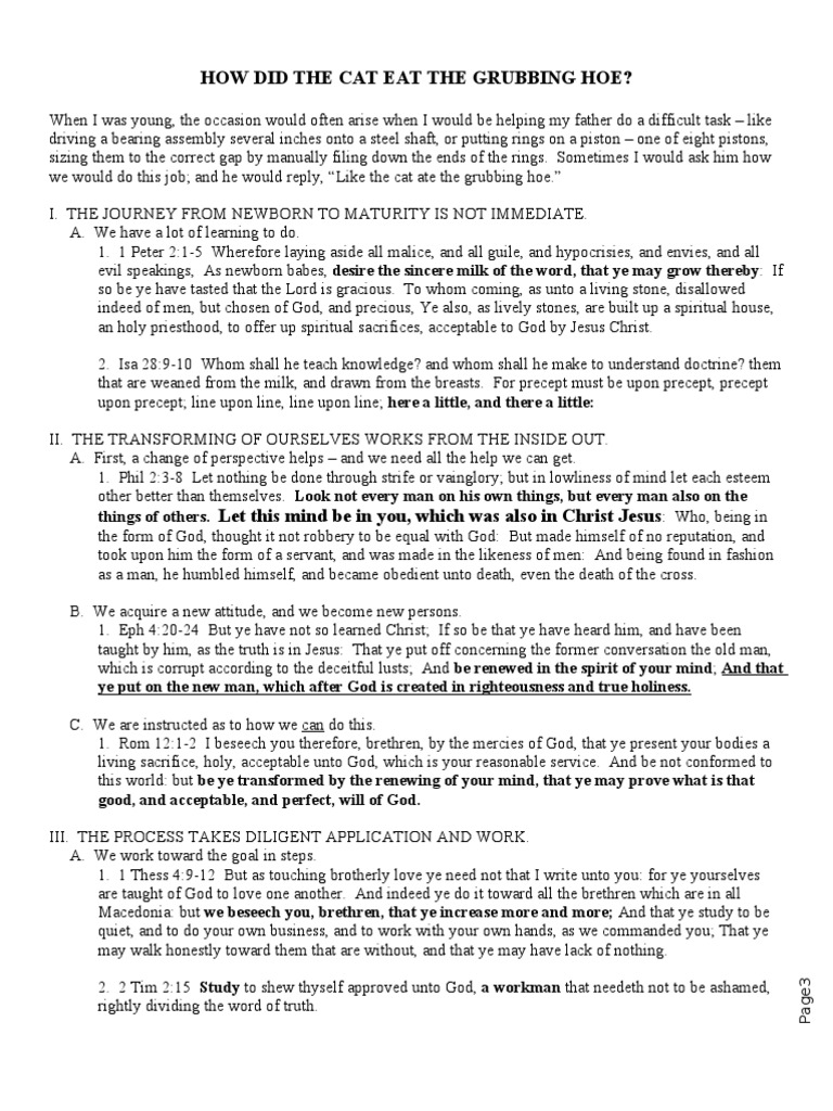 How Did The Cat Eat The Grubbing Hoe Sermon and Outline by Charles A ...