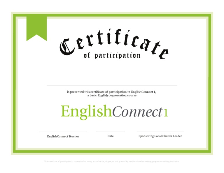Englishconnect 1 Certificate | PDF