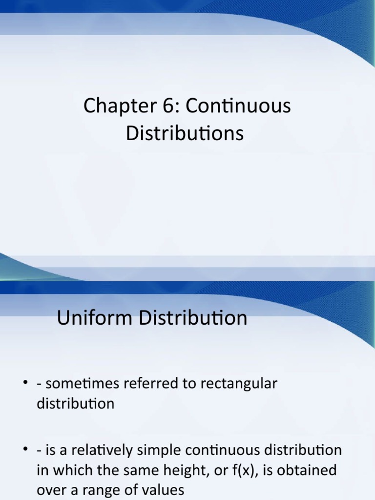 Chapter 6: Continuous Distributions | PDF | Normal Distribution ...