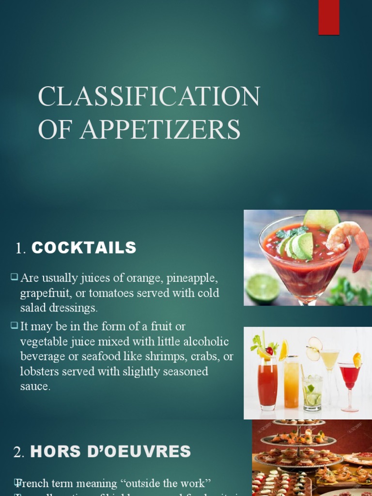 Classification of Appetizers | PDF | Salad | Hors D'oeuvre