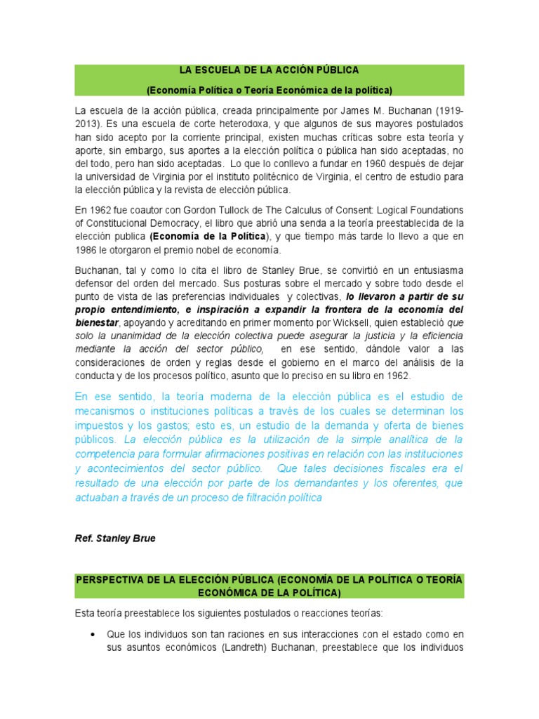 Teoría de la Elección Pública y Críticas | PDF | Elección pública ...