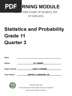 Statistics and Probablity SHS 11-Module 1 - Week1 | PDF | Random Variable | Probability Distribution