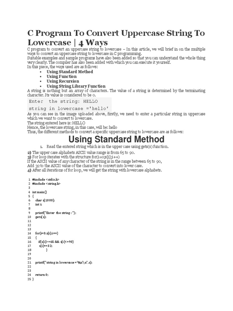 Upper To Lower | Download Free PDF | Letter Case | String (Computer ...