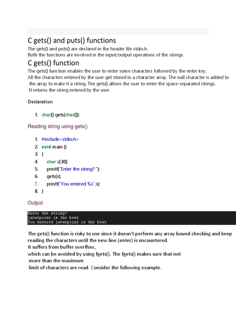 C Gets and Puts Functions Updated | PDF | String (Computer Science) | Software