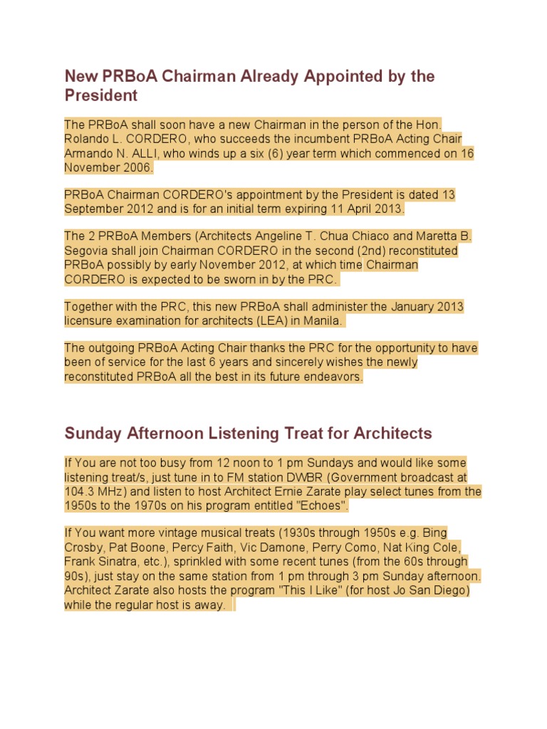 New PRBoA Chairman Already Appointed by The President | PDF