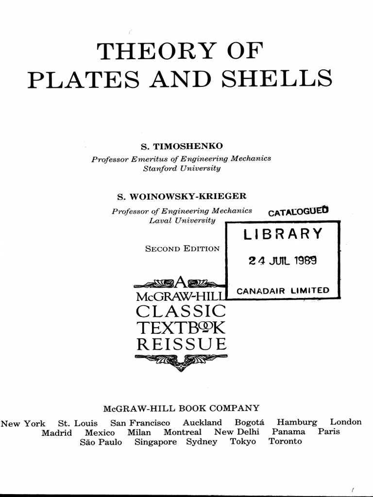 (ENG) - Timoshenko - Theory of Plates and Shells | PDF