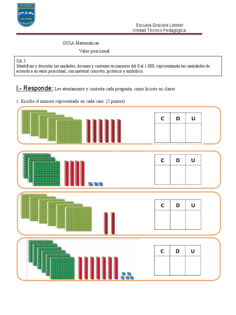 Eva Uni1 Valor Posicional Matema 3 | PDF