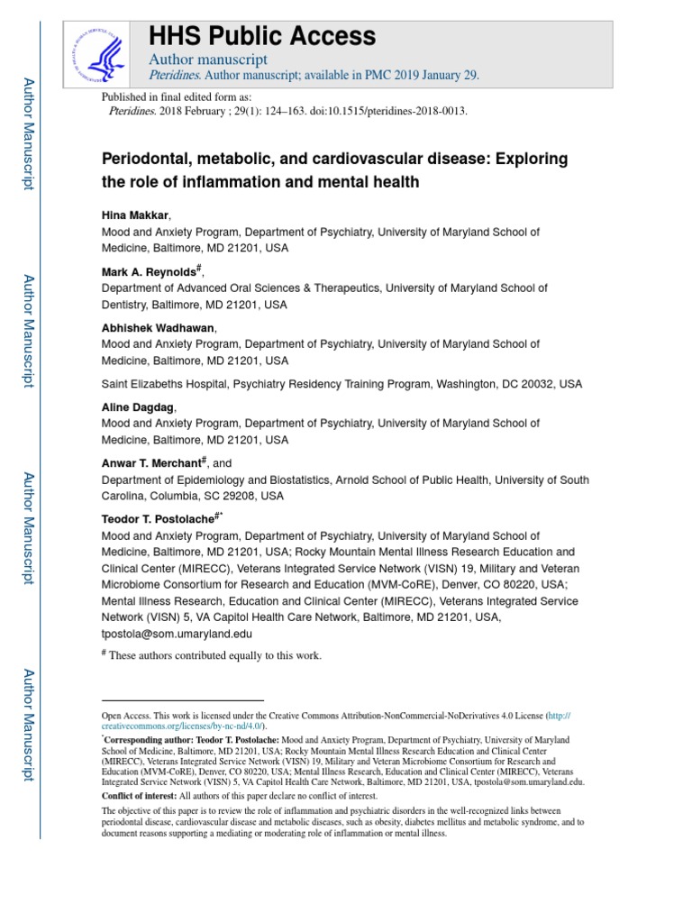 HHS Public Access | PDF | Cardiovascular Diseases | Inflammation