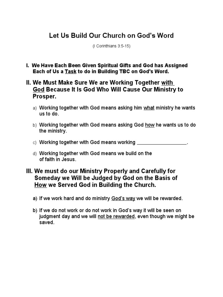 Let Us Build Our Church On God's Word | PDF