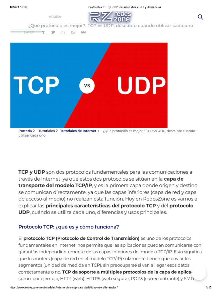 Protocolos TCP y UDP | PDF | Protocolo de Control de Transmisión ...