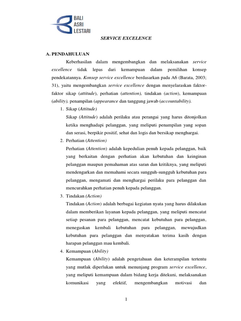 Konsep dan Pengertian Service Excellence | PDF