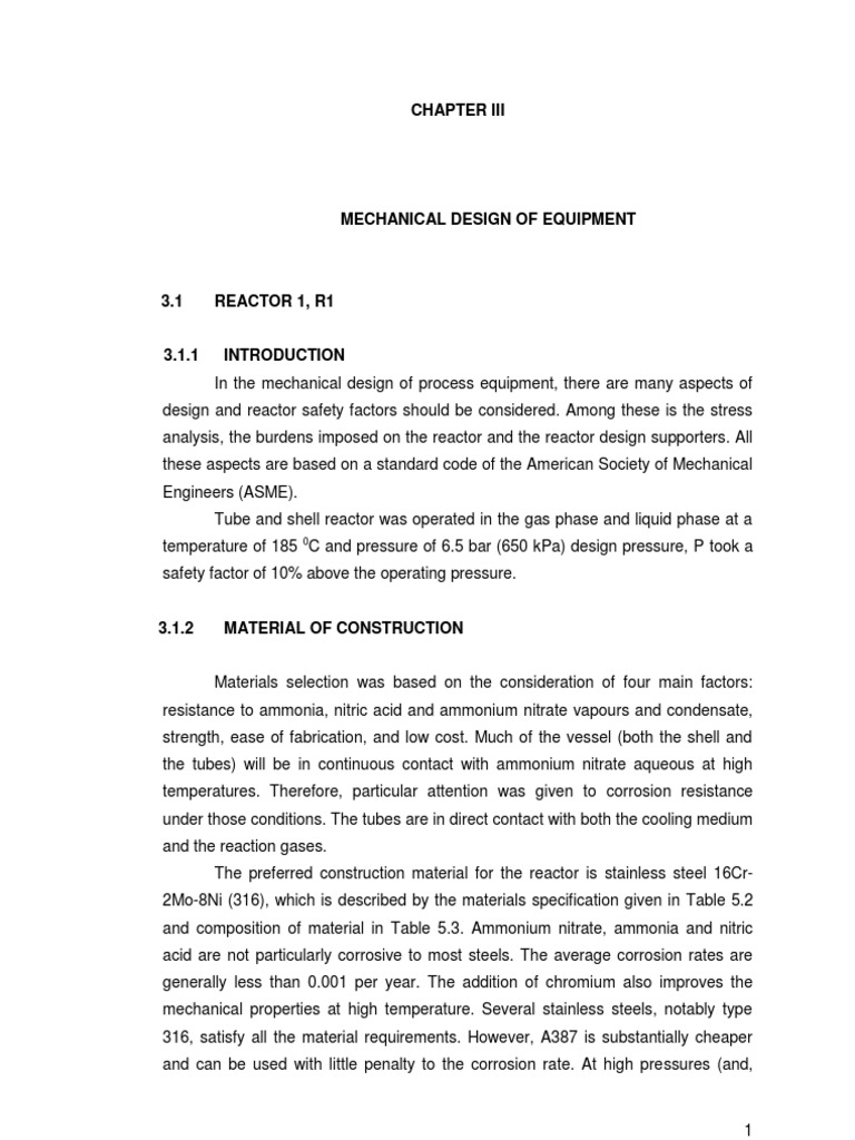 Mechanical Design of Reactor Equipment | PDF | Bending | Stainless Steel